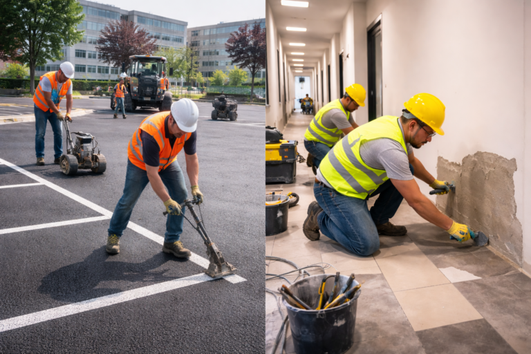 Hallway and Parking lot restoration – Metrospace Construction